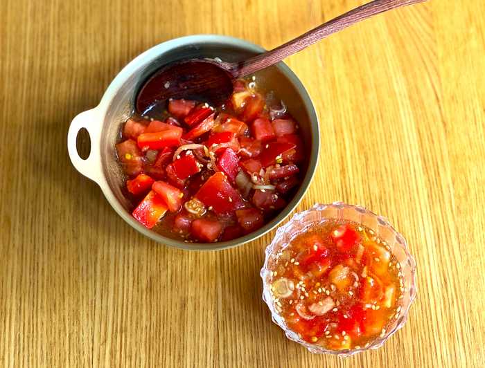 【そうめん・トッピング】爽やか！トマトとみょうがのごま油和え